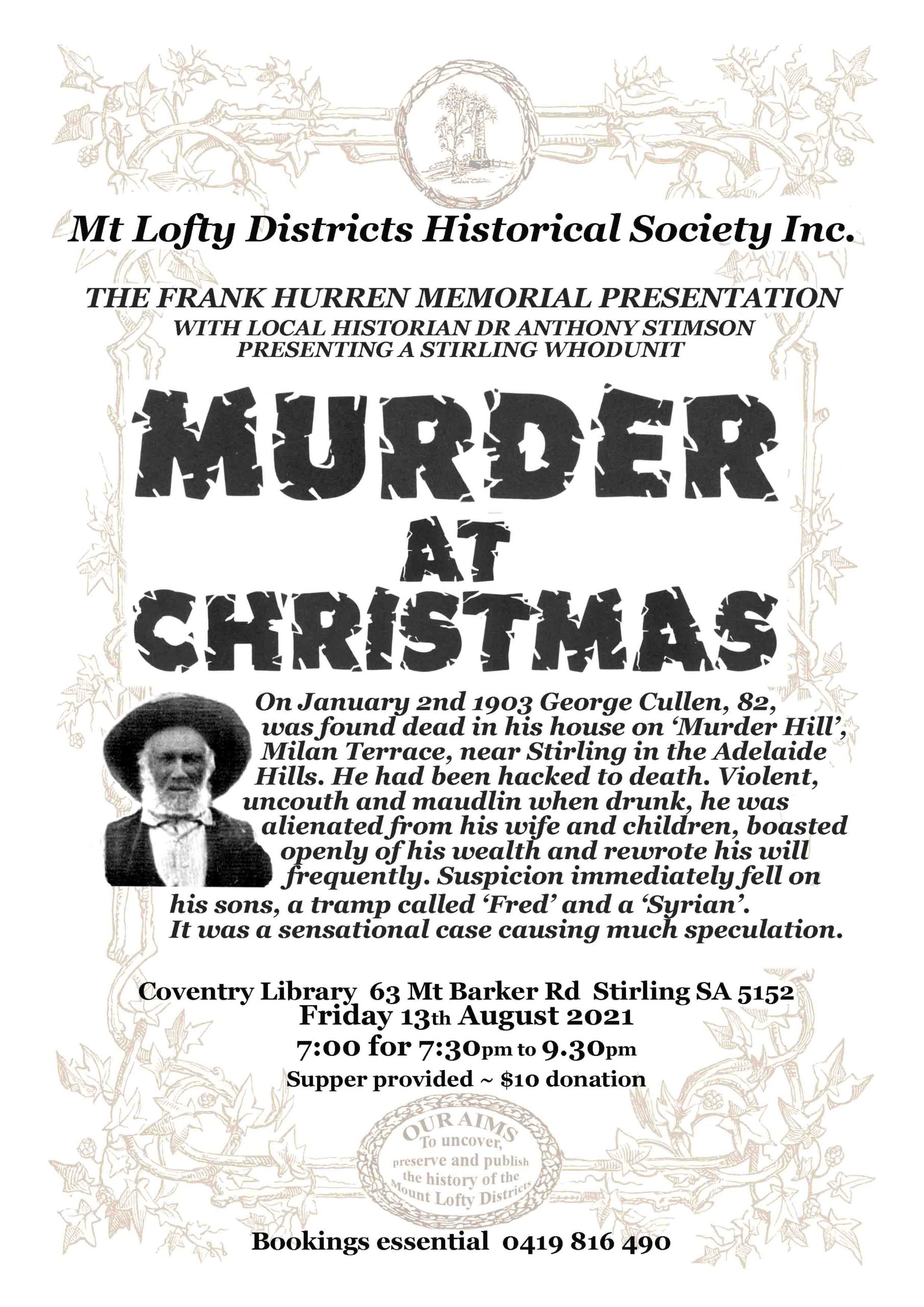 Murder at Christmas! – Mount Lofty Districts Historical Society Inc.